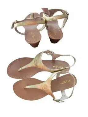 Coach | Shoes | Coach Vitalia Post Toe Thong Wedge Heel Sandals | Poshmark